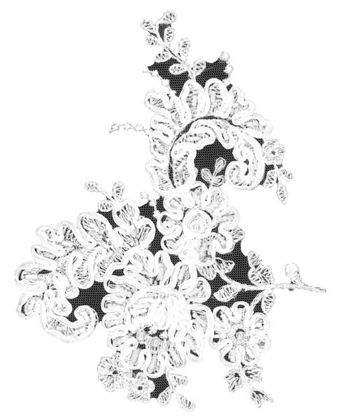 Michael's Bridal Fabrics | BEADED CORDED RIBBON MOTIF - WHITE